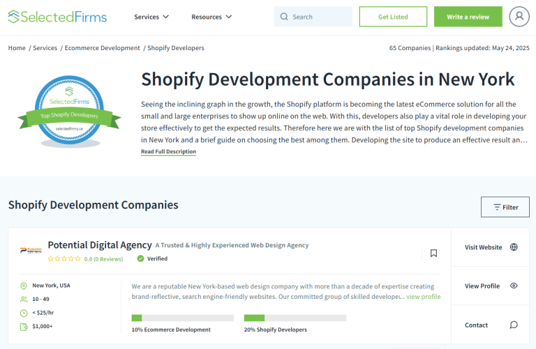 Top Shopify Development Companies in New York